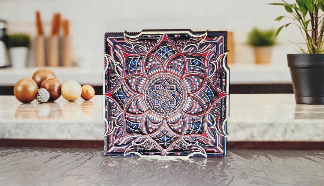 Enchanting Mandala Art Set of Four Hand-painted Layered Pieces Vibrant ...
