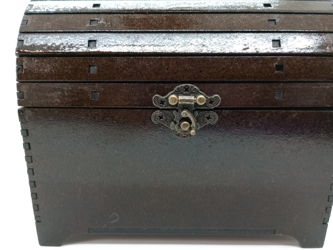Rustic Wood Treasure Chest With Brass Hardware Compact Storage Box for ...