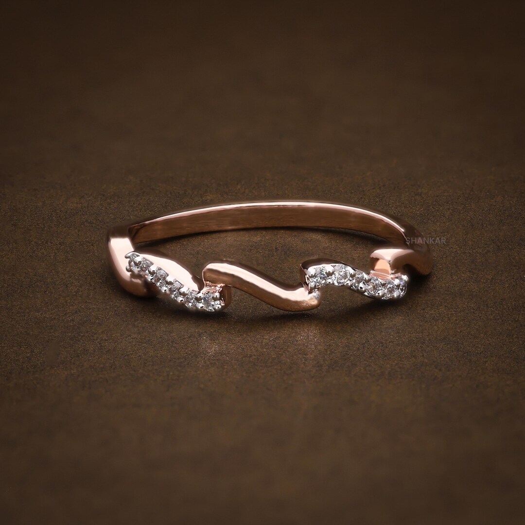 Pave Natural Diamond Zigzag Ring Minimal Wave Handmade Ring 14k Pure ...