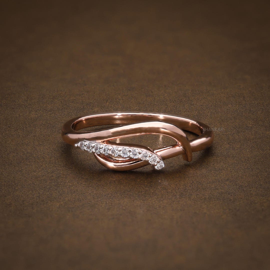 Twisted 18K Gold Diamond Ring: Crossover Pave Wedding Band - Etsy