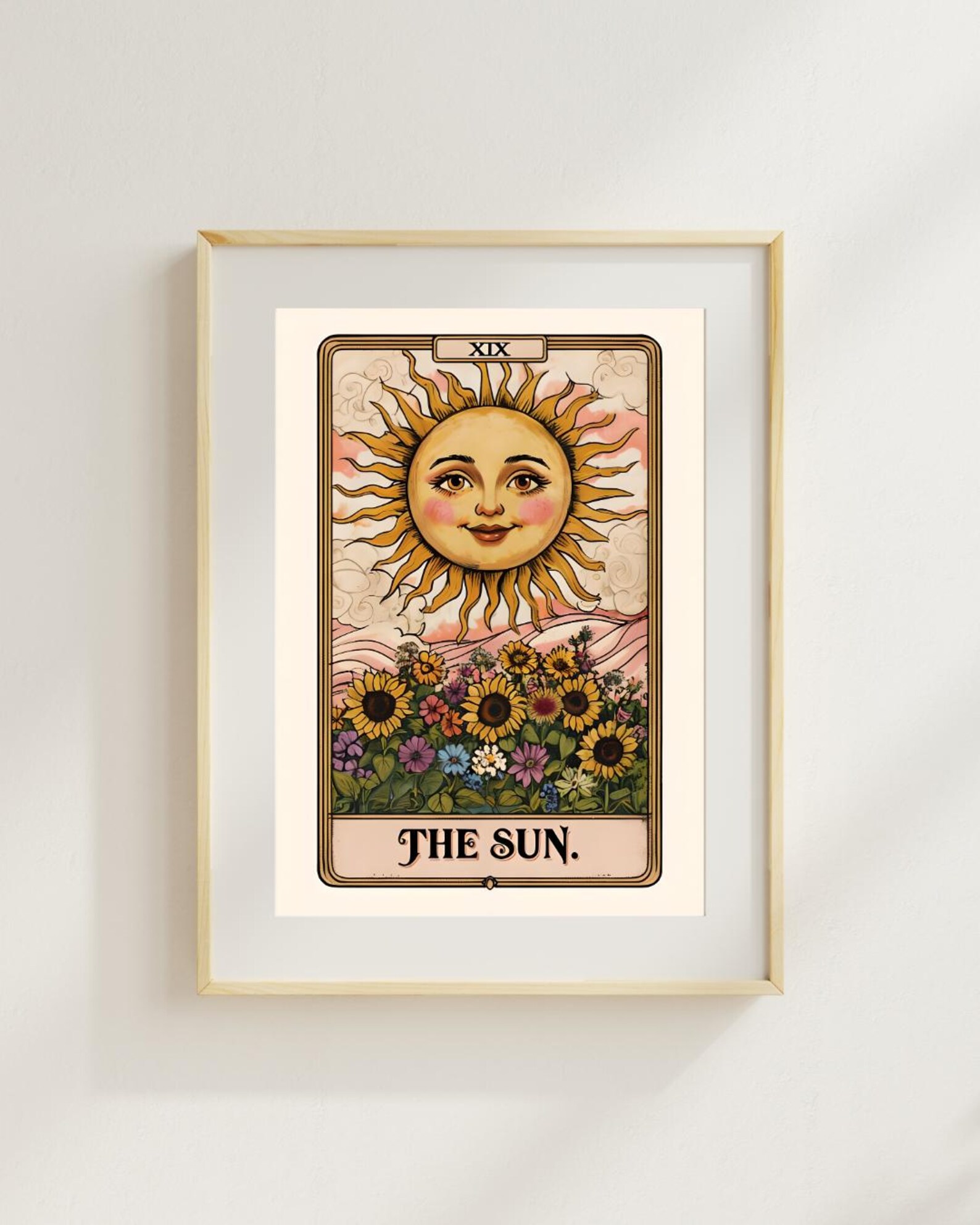 The Sun Tarot Card Art Print – Vintage Sunflower Tarot Illustration ...