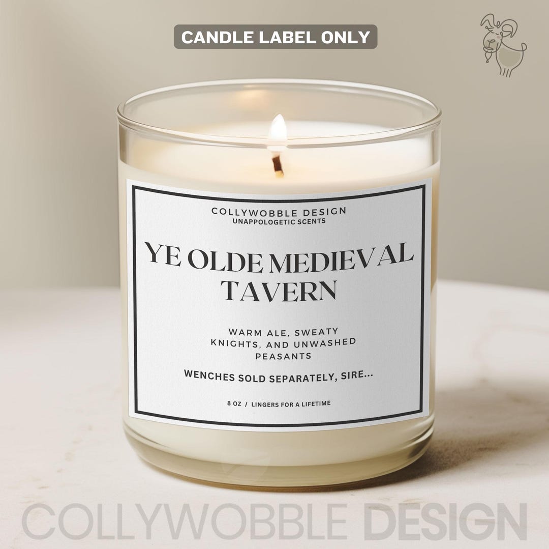 Ye Olde Medieval Tavern Candle Label | Funny Historical Candle Sticker ...
