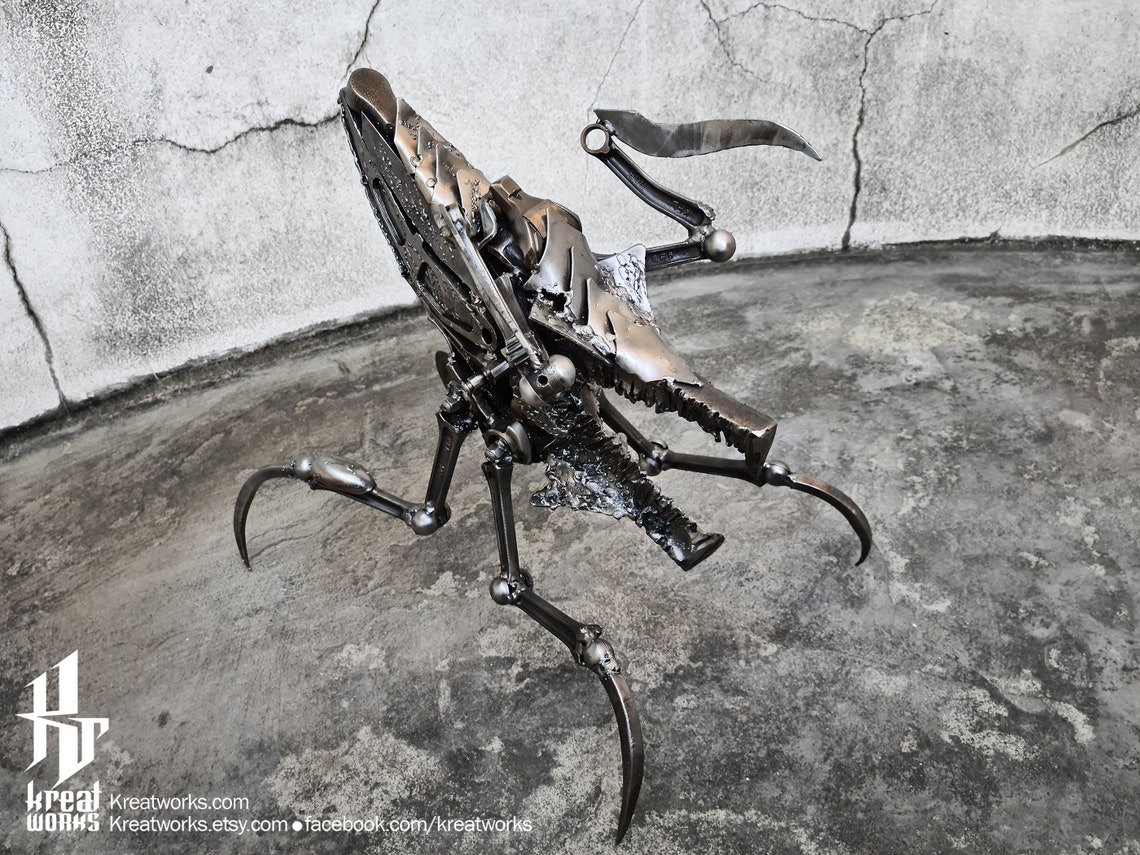 Recycled Metal Warrior Bug Sculpture - Etsy