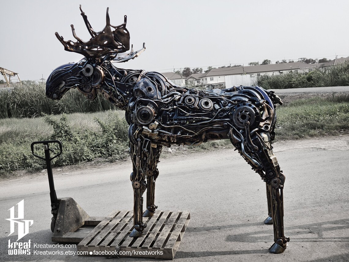 Recycled Metal Moose Sculpture : Made to Order - Etsy