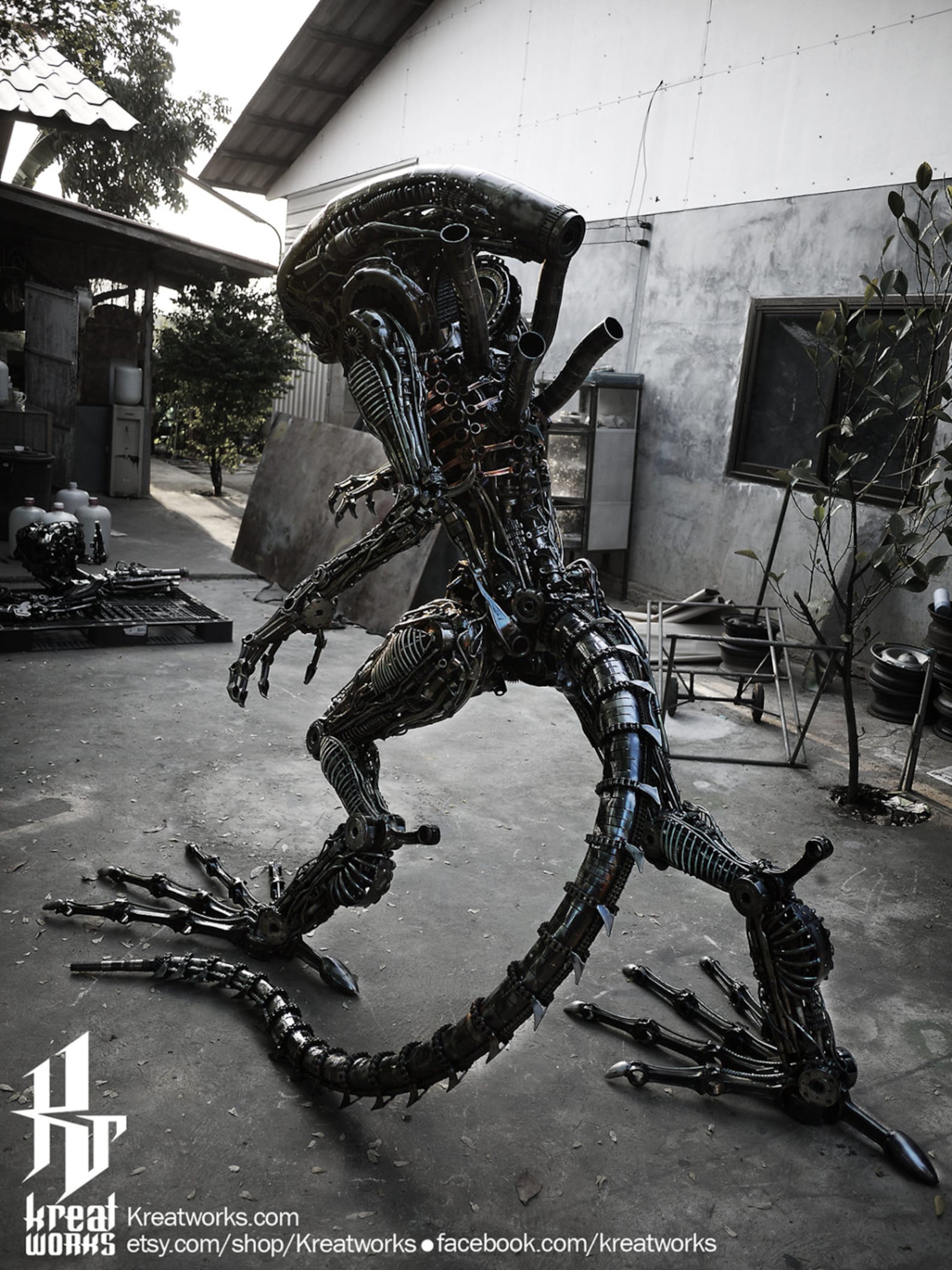Recycled Metal Biomechanical Life-size Monster Made to Order - Etsy