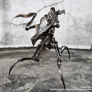 Recycled Metal Warrior Bug Sculpture - Etsy