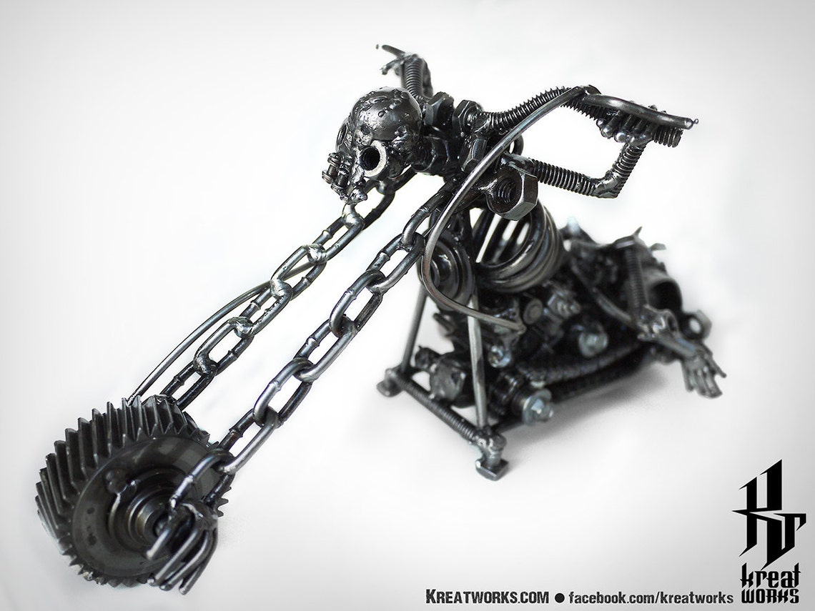 Recycled Metal Skeleton Motorcycle small Item - Etsy