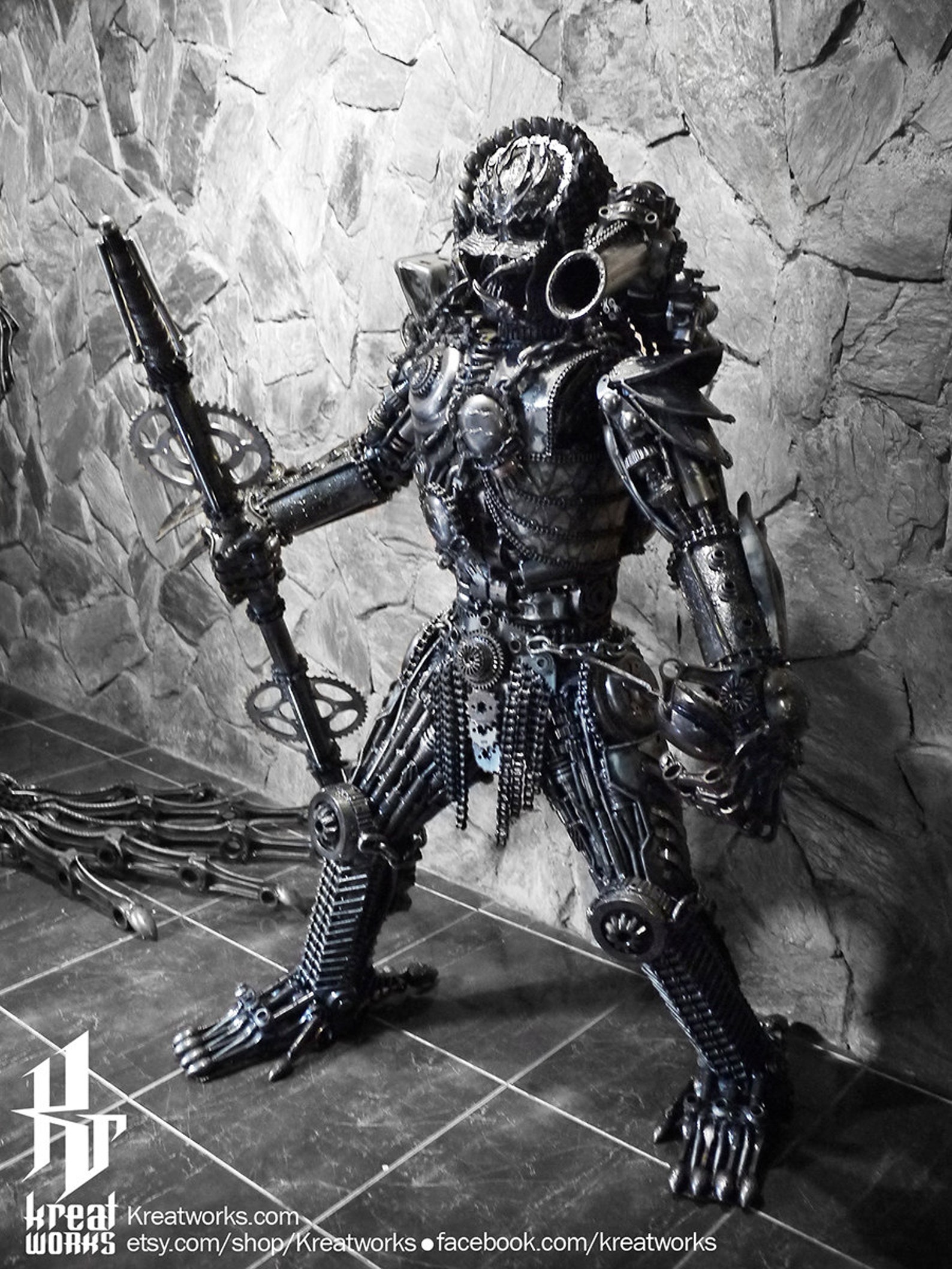 Recycled Metal Hunter With Spear ( 1.4 M Height ) : Made to Order - Etsy