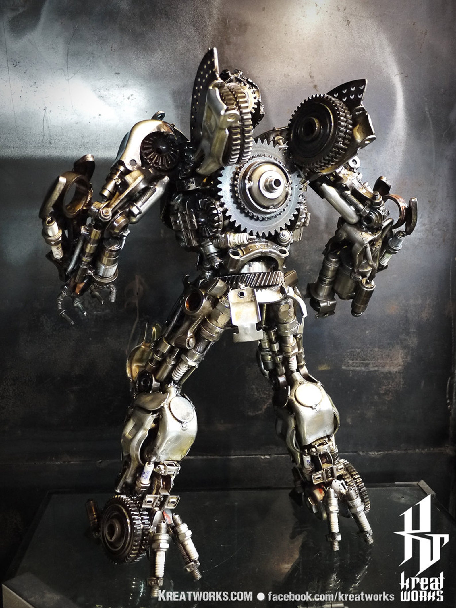 Recycled Metal Boxing Robot (medium Item) - Etsy