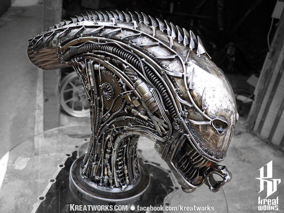 Steampunk Recycle Metal Monster Head (medium Size) / Recycle Metal ...