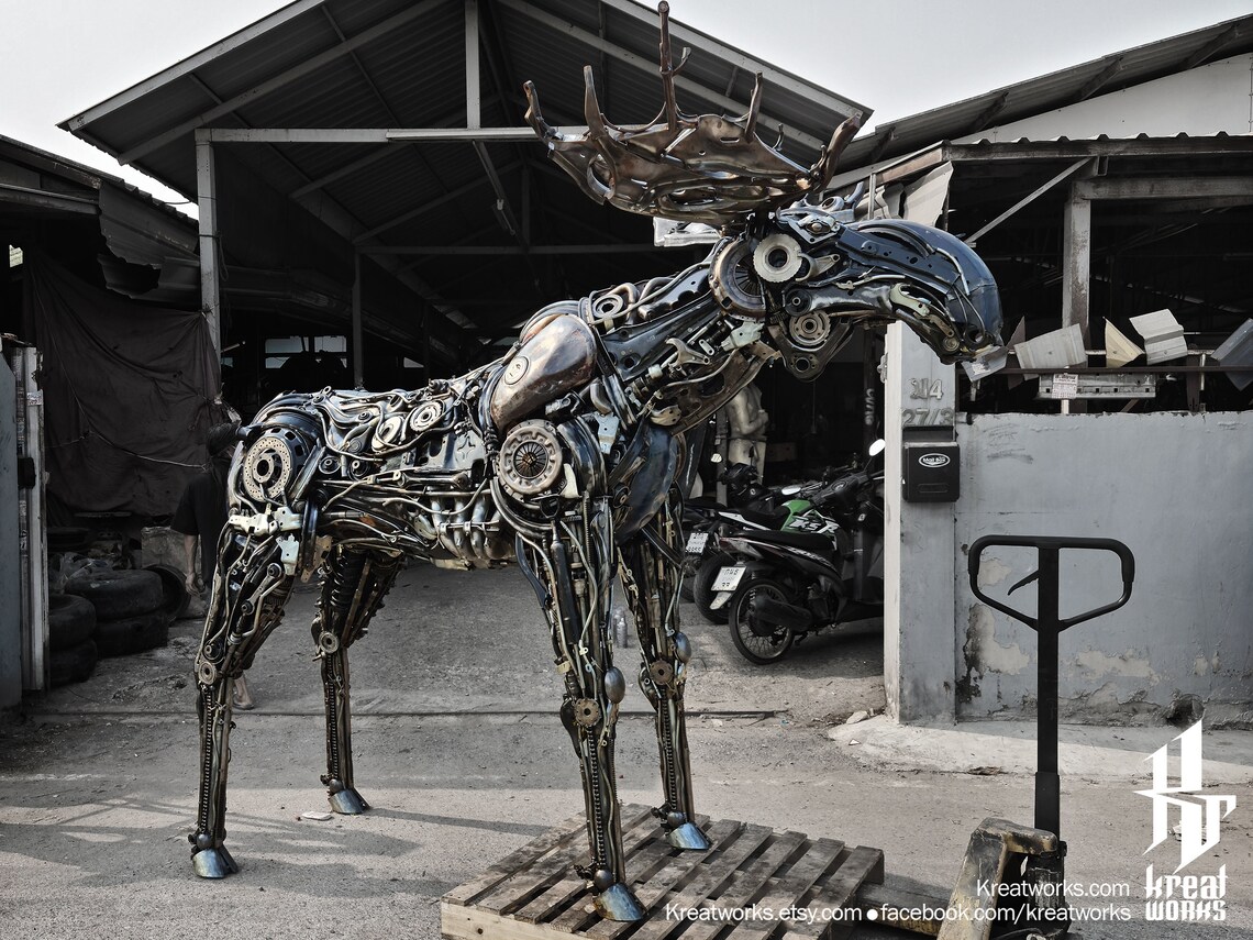 Recycled Metal Moose Sculpture : Made to Order - Etsy