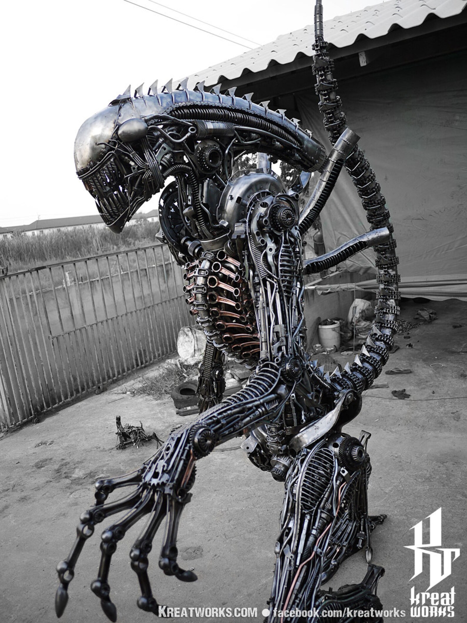 Biomechanical Recycled Metal Monster made-to-order | Etsy