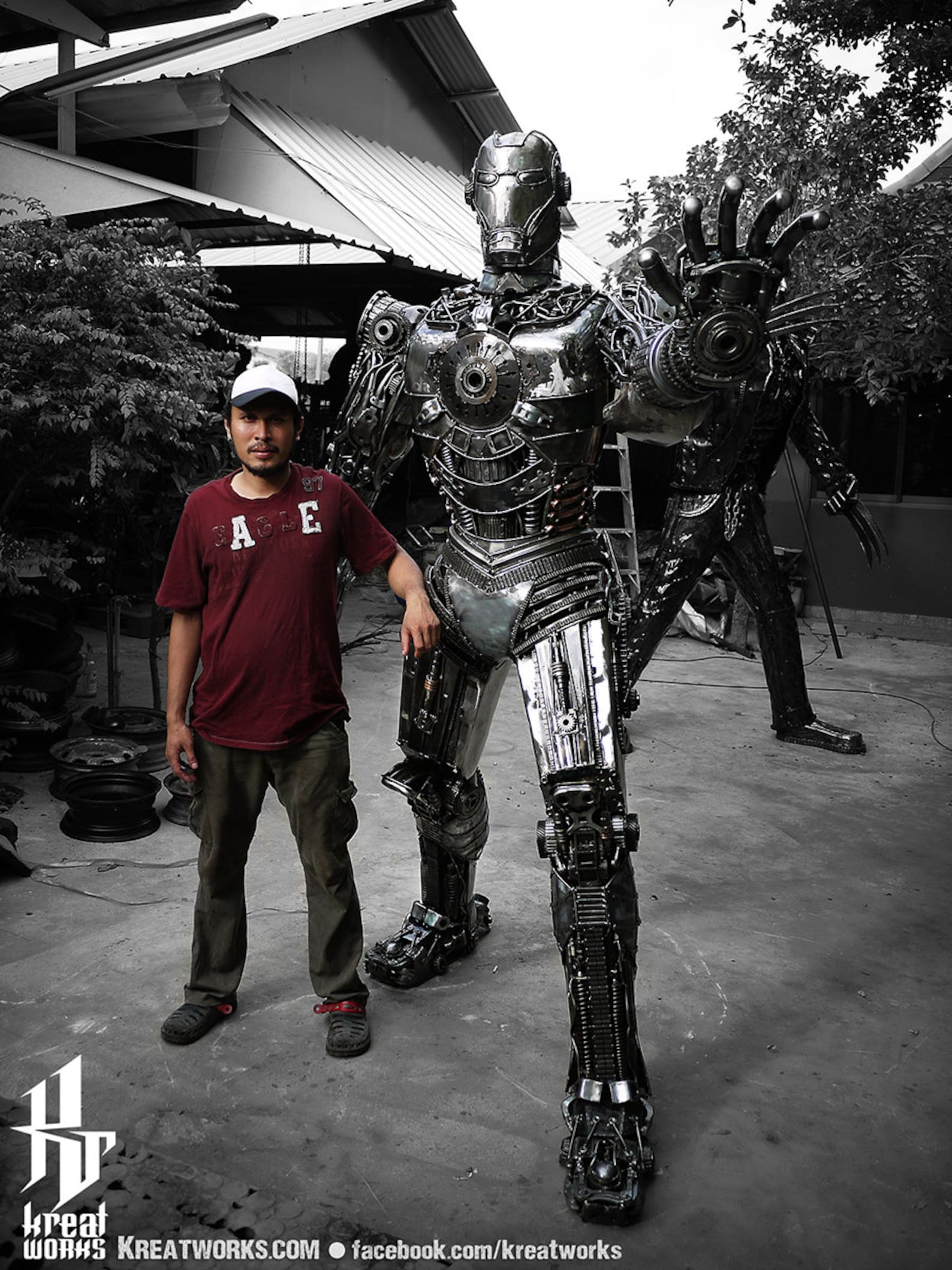 Recycled Metal Man (2.3m / 7.5 Ft Height) / Recycle Metal Sustainable ...