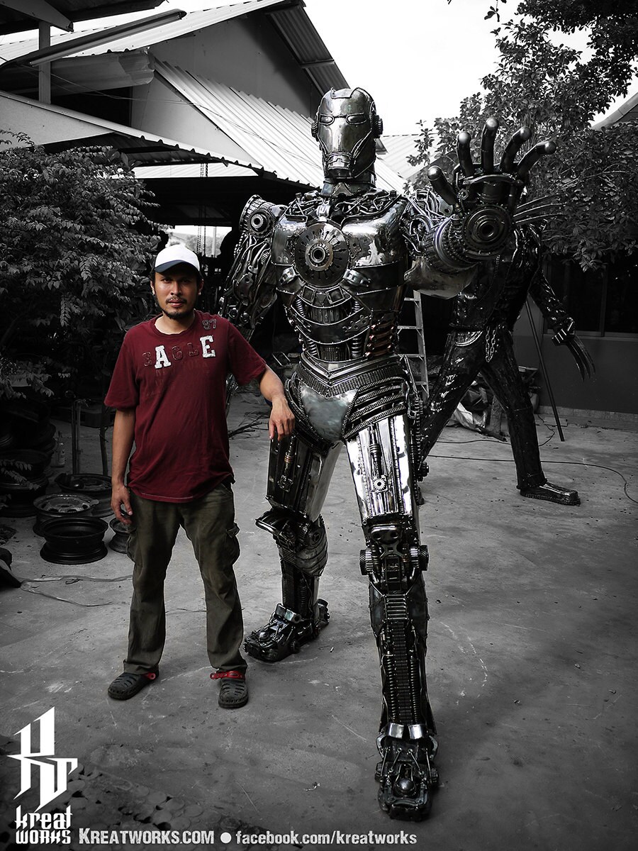 Recycled Metal Man (2.3m / 7.5 Ft Height) / Recycle Metal Sustainable ...