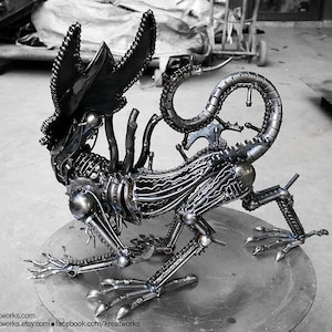 Recycled Metal Crouching Queen Monster (medium Item) --- Steampunk ...