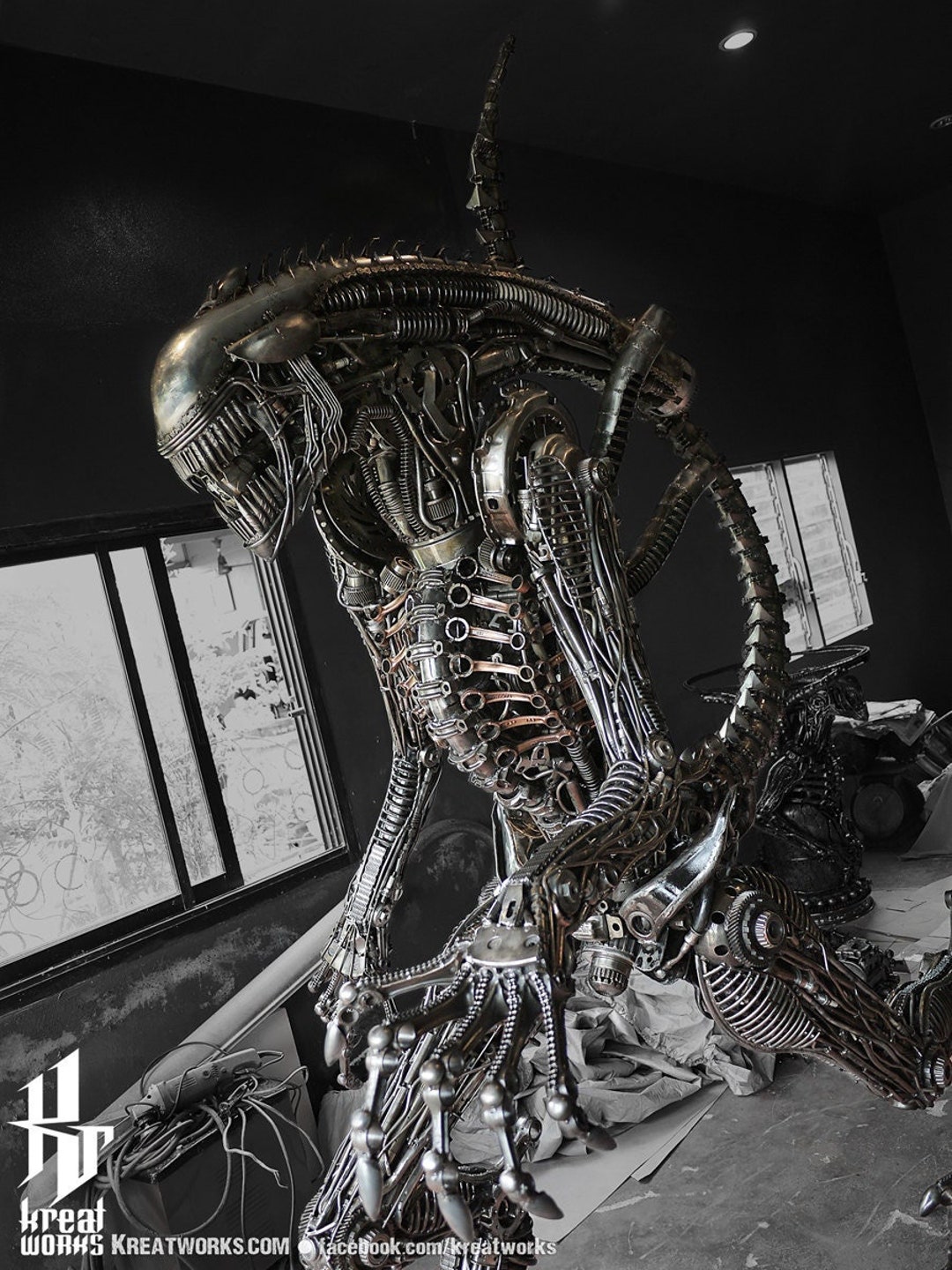 Steampunk Recycled Metal Biomechanical Fierce Monster (made-to-order ...