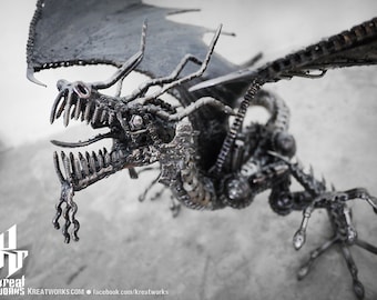 Recycled Metal Crouching Horror Monster medium Item - Etsy