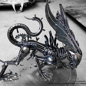 Recycled Metal Crouching Queen Monster (medium Item) --- Steampunk ...