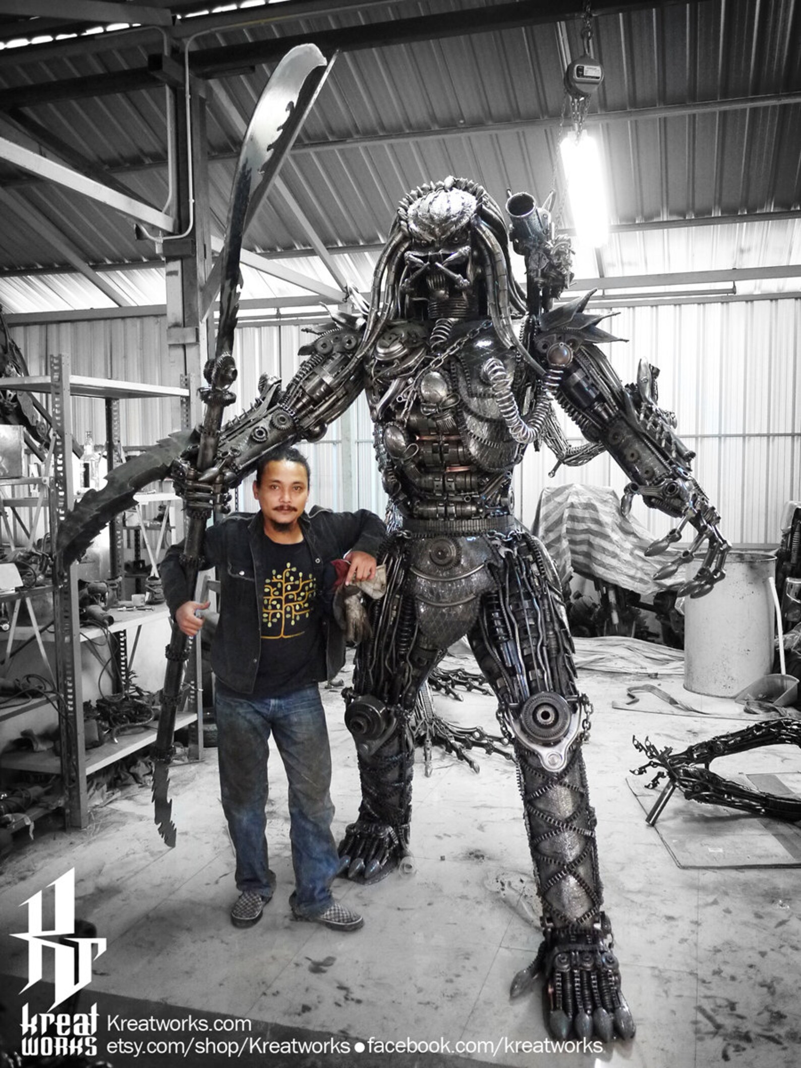 Recycled Metal Hunter With Halberd 2.5m / 8.2 Ft Height | Etsy