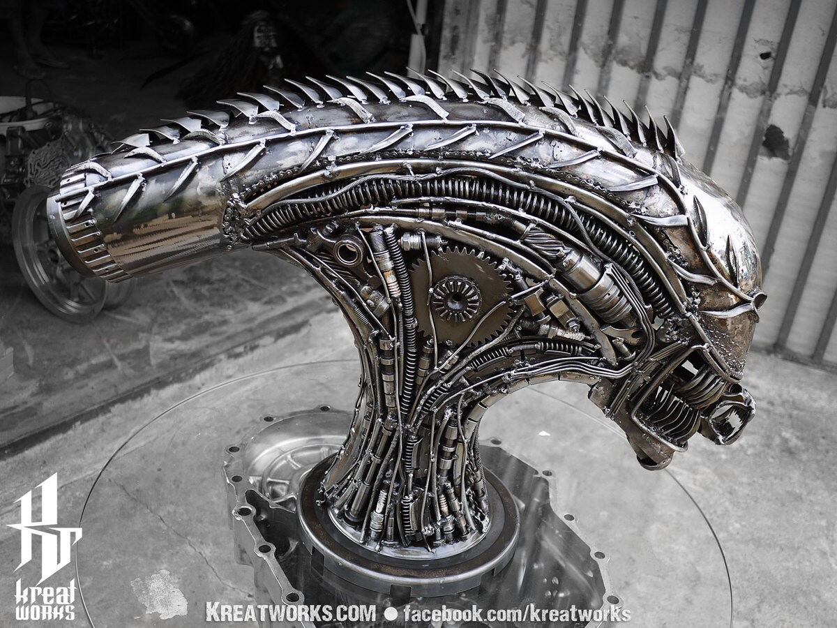 Steampunk Recycle Metal Monster Head (medium Size) / Recycle Metal ...