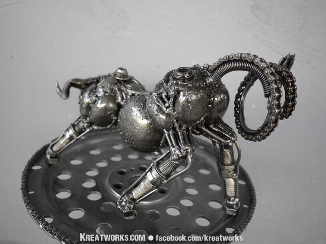 Recycled Metal Bull - Etsy
