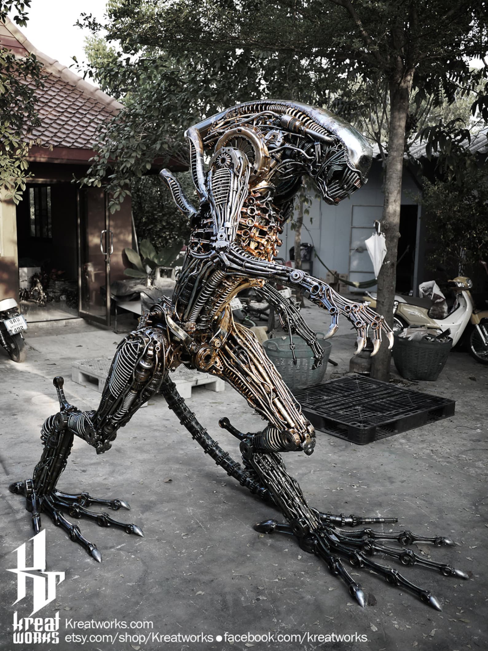 Recycled Metal Biomechanical Life-size Monster Made to Order - Etsy