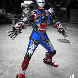 Recycled Metal Man (blue&red) (1.20m / 4 Ft Height) - Etsy