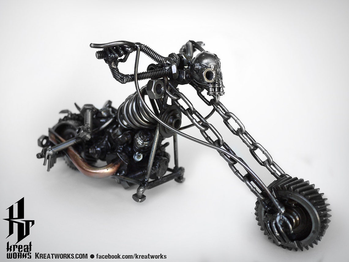 Recycled Metal Skeleton Motorcycle small Item - Etsy