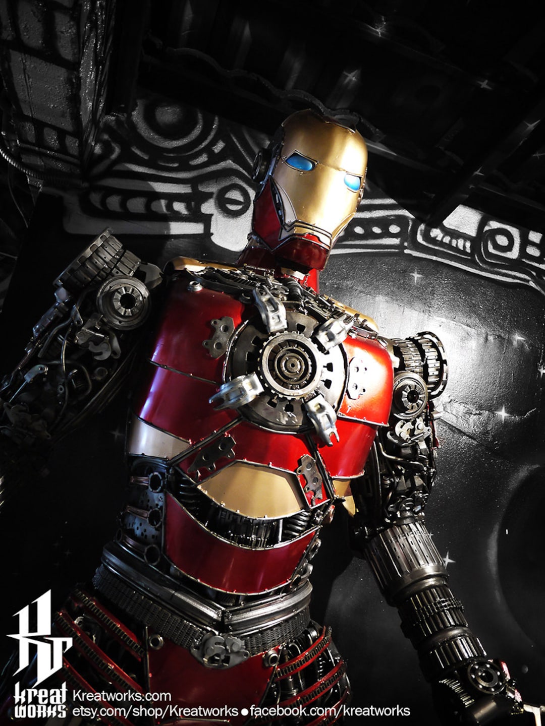 Recycled Metal Man (coloring) (2.3m / 7.5 Ft Height) ( Made-to-order ...