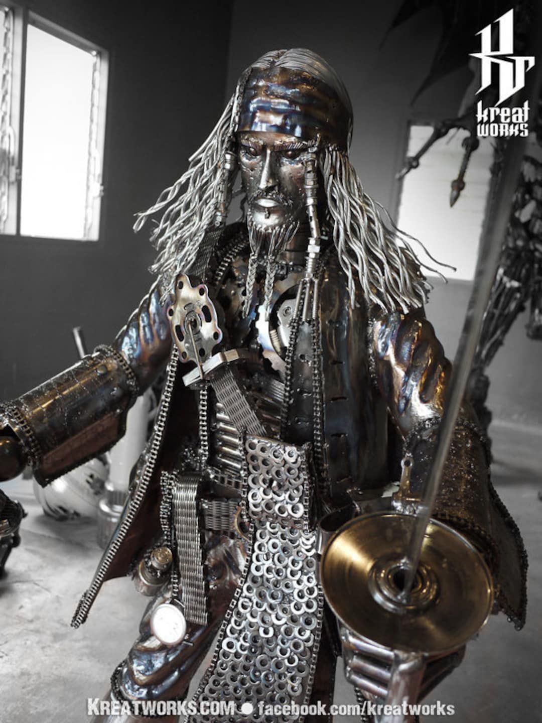 Steampunk - Recycled Metal Captain Statue (made-to-order) - Etsy