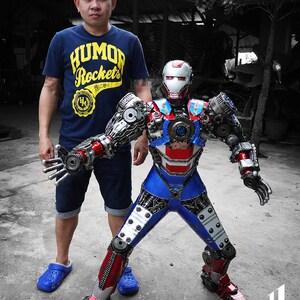 Recycled Metal Man (blue&red) (1.20m / 4 Ft Height) - Etsy