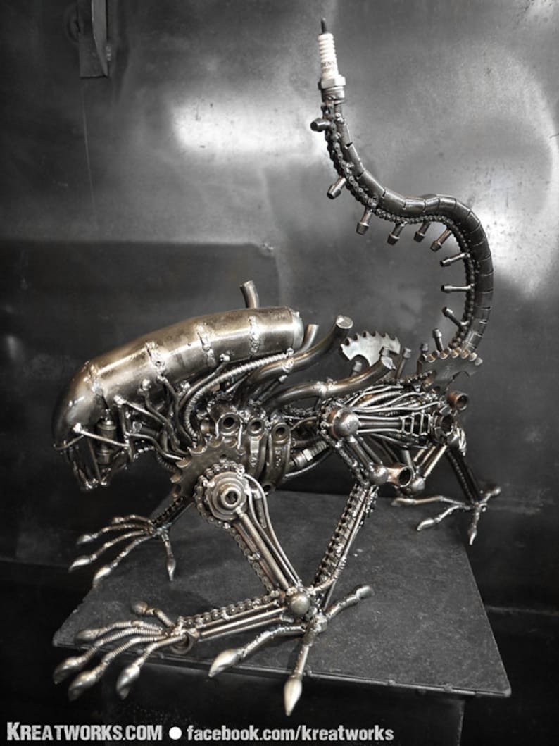 Steampunk Recycle Metal Crouching Monster medium Item / - Etsy
