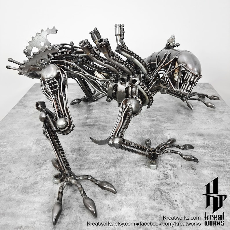 Recycle Metal Climbing Monster Sculpture Art ( Wall Hanging ...