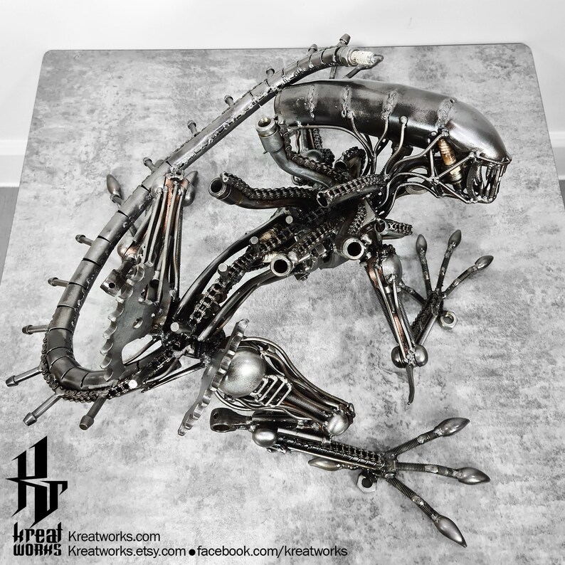 Recycle Metal Climbing Monster Sculpture Art ( Wall Hanging ...