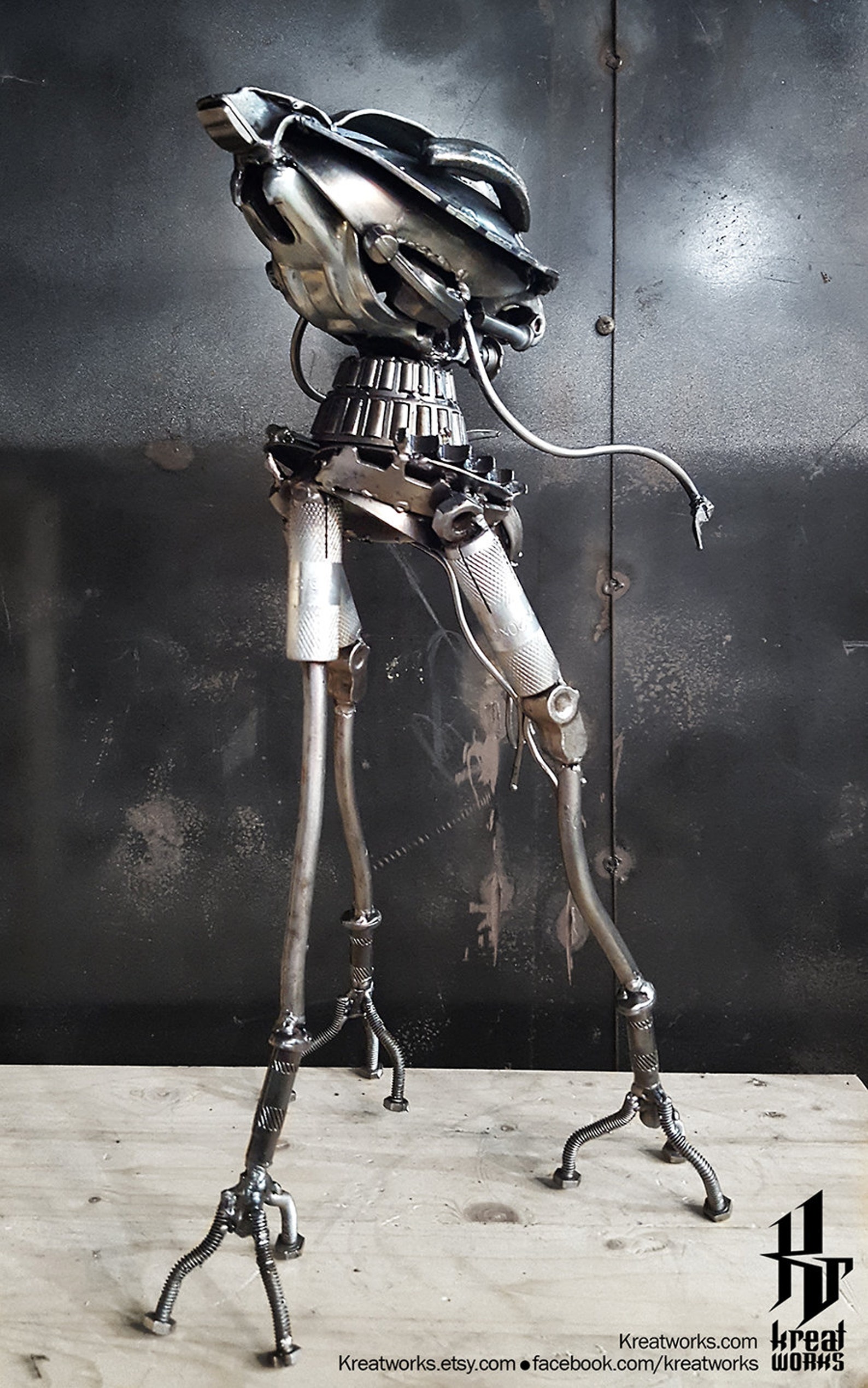 Steampunk Recycled Metal Alien Tripod - Etsy