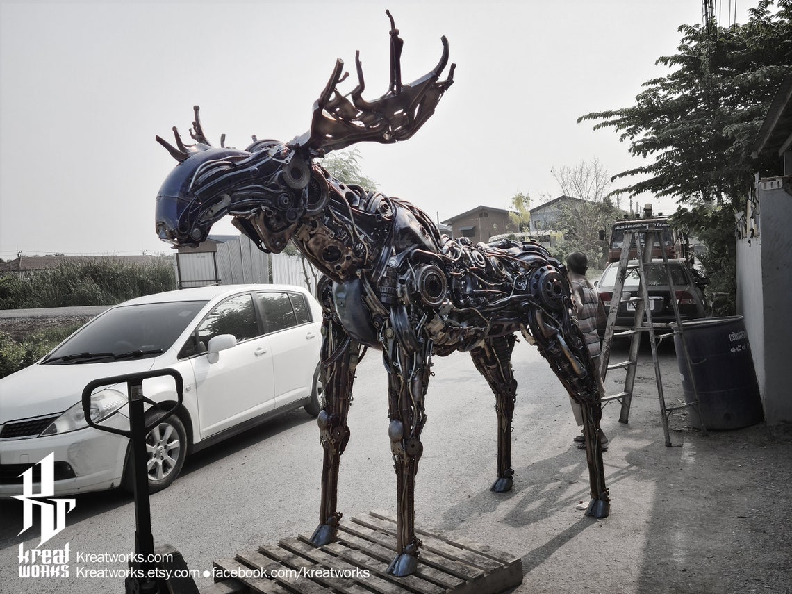 Recycled Metal Moose Sculpture : Made to Order - Etsy