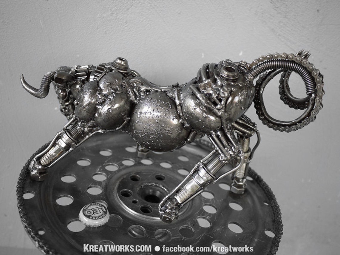 Recycled Metal Bull - Etsy