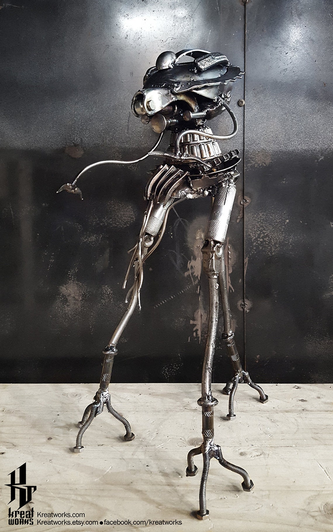 Steampunk Recycled Metal Alien Tripod | Etsy