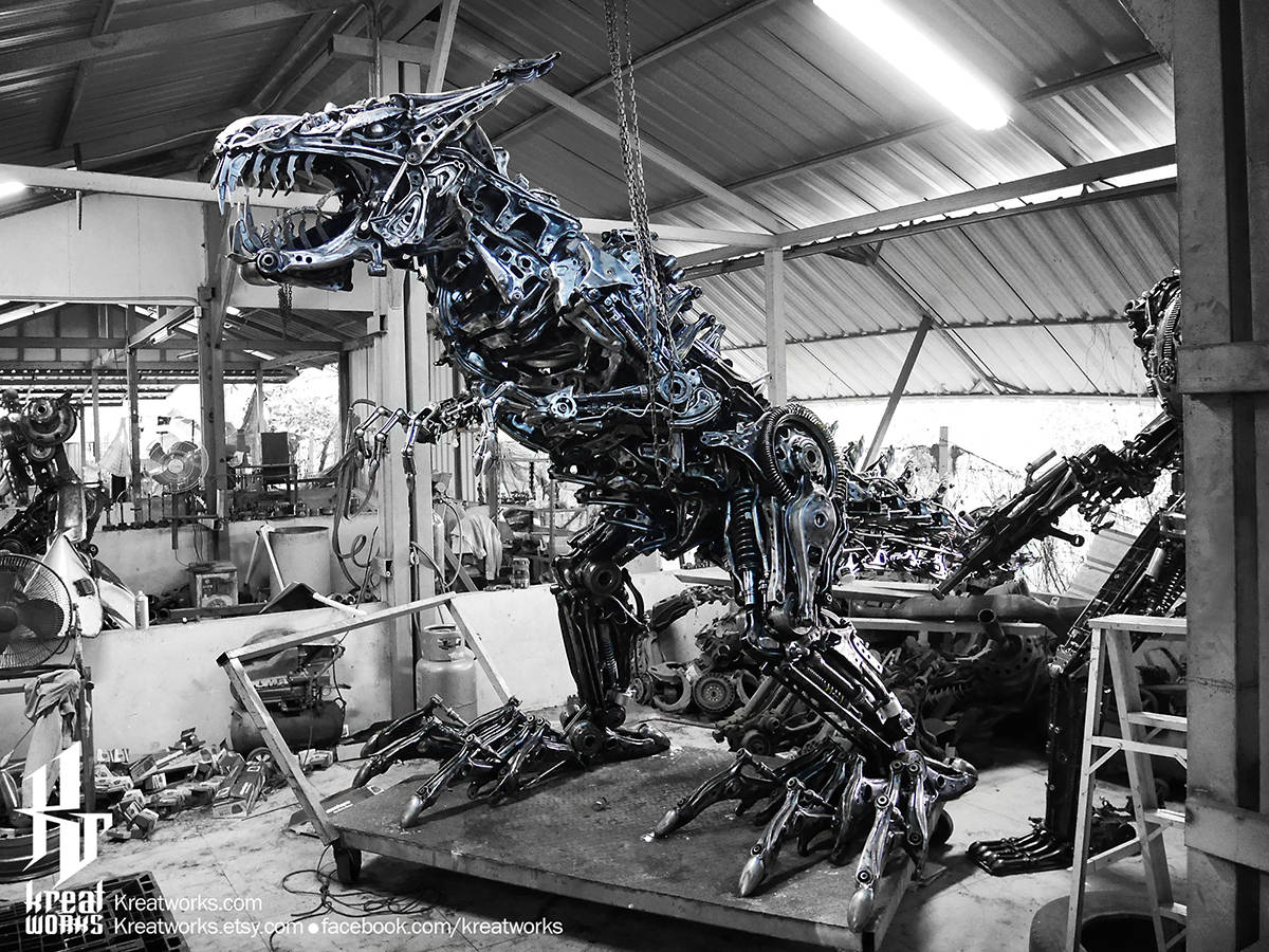 Recycled Metal Giant Dinosaur : Made to Order - Etsy
