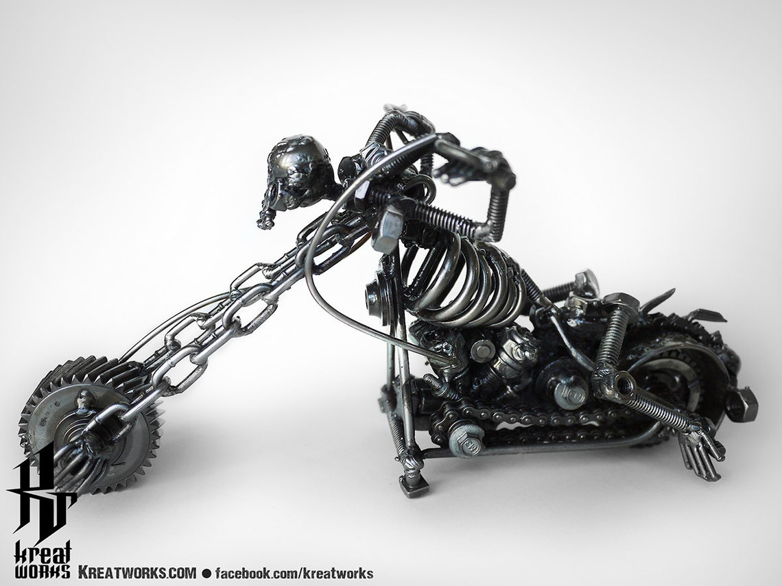Recycled Metal Skeleton Motorcycle small Item - Etsy