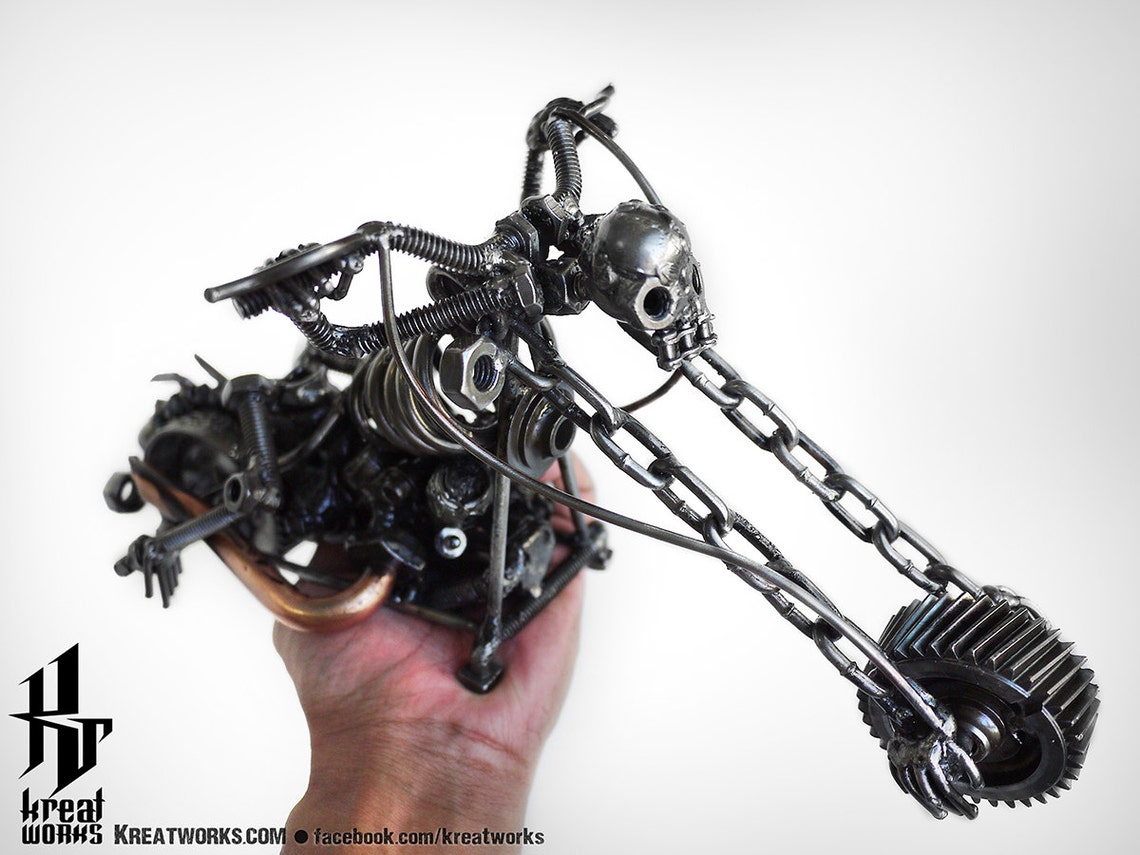 Recycled Metal Skeleton Motorcycle (small Item) - Etsy