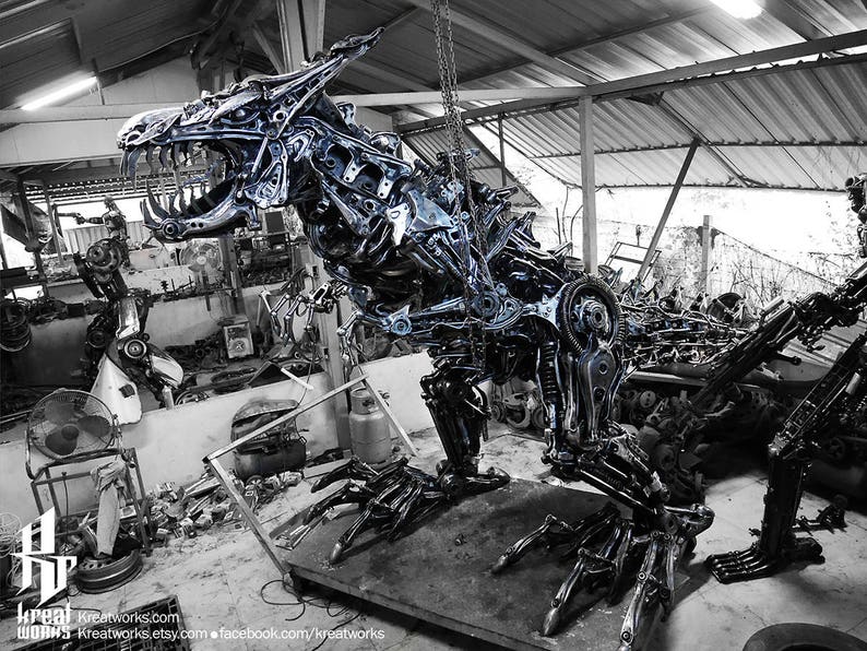 Recycled Metal Giant Dinosaur : Made to Order - Etsy