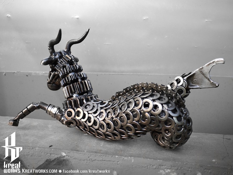 Recycled Metal Capricorn (small Item) --- Zodiac Astrology Sign Sea ...