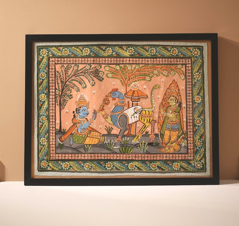 Navagunjara Pink, Mythical Indian Handmade Pattachitra Painting (with ...