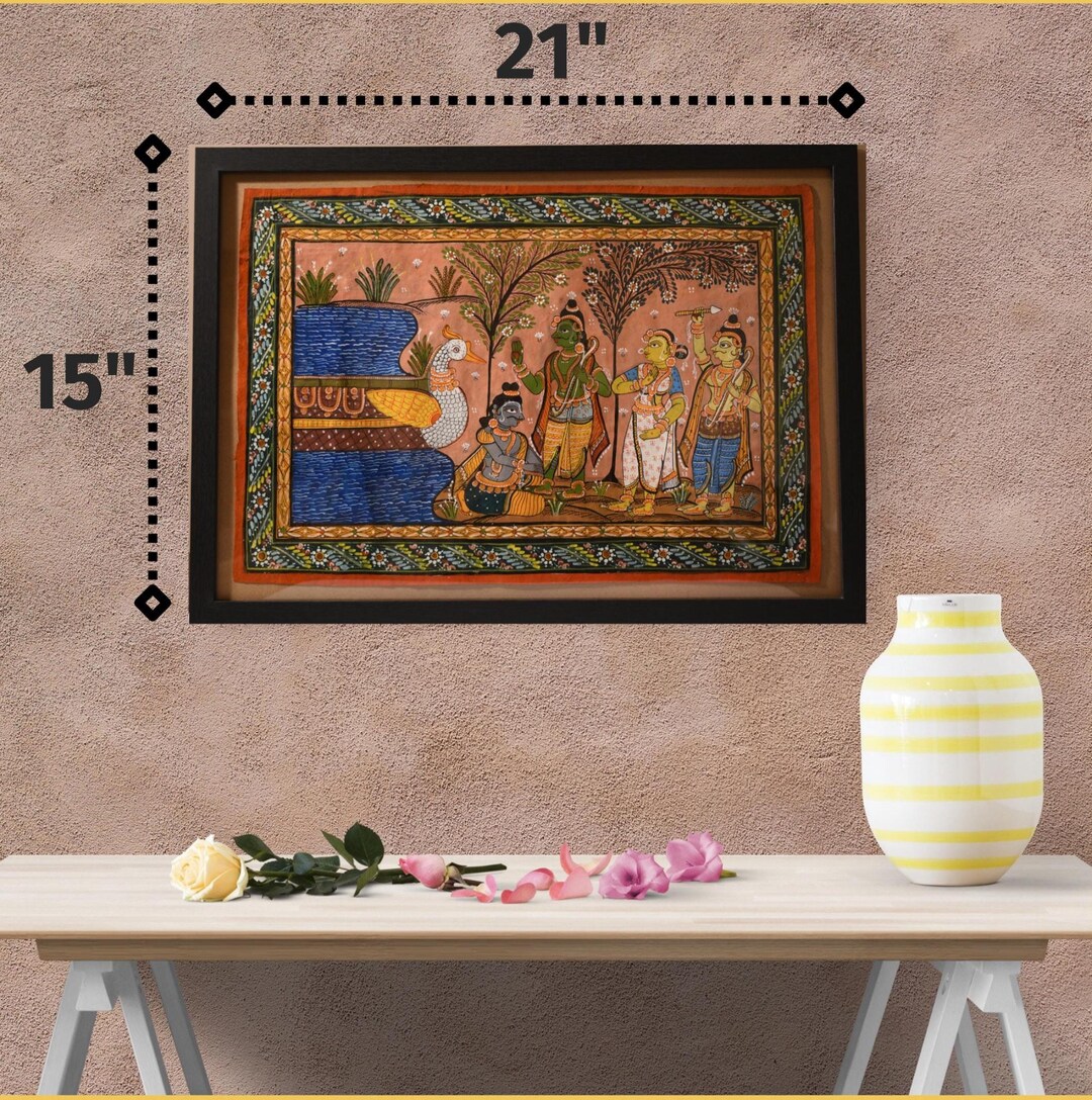 Lord Rama Returns to Ayodhya, Handmade Pattachitra Painting of Pushpak ...