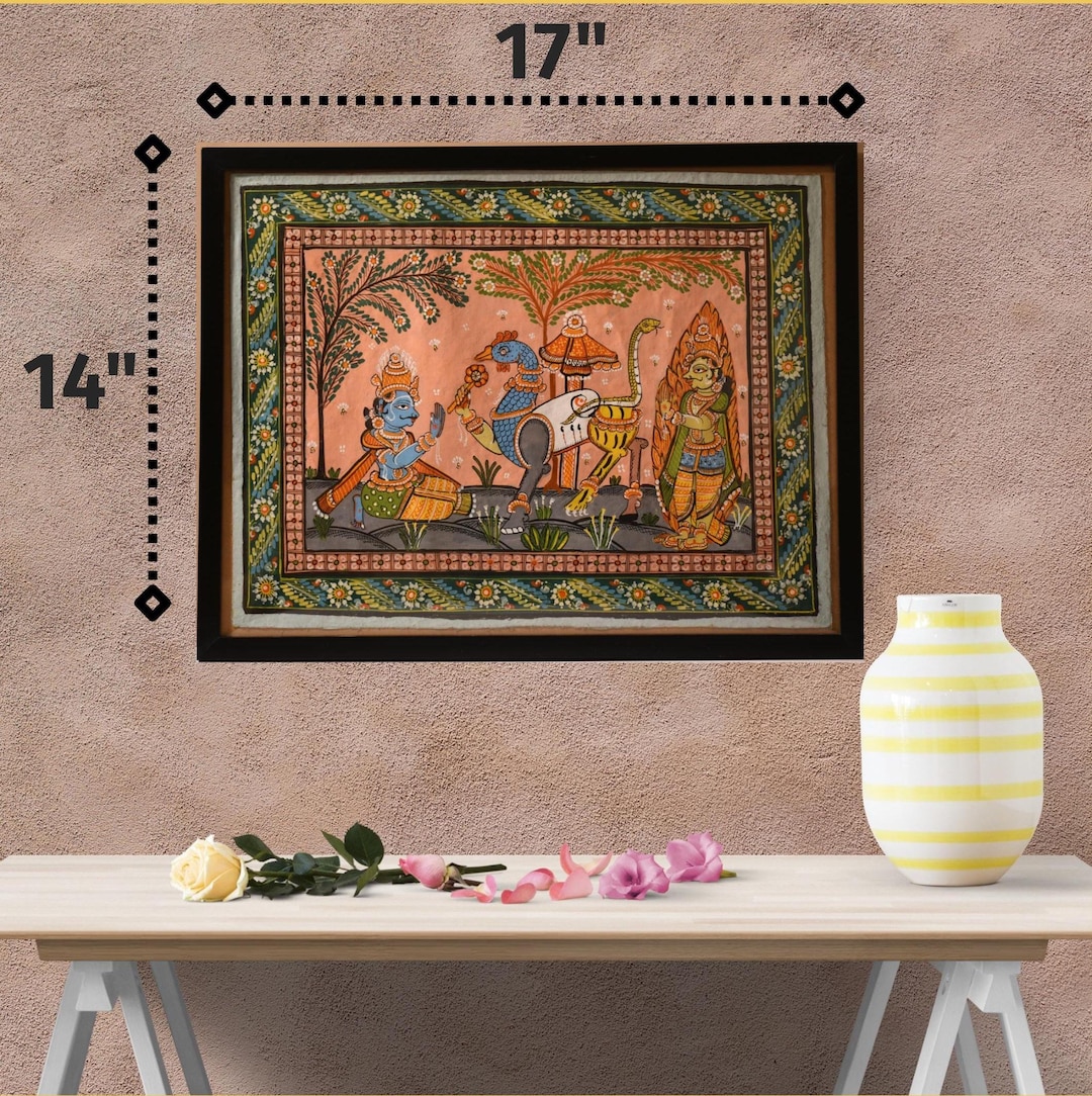 Navagunjara Pink, Mythical Indian Handmade Pattachitra Painting (with ...