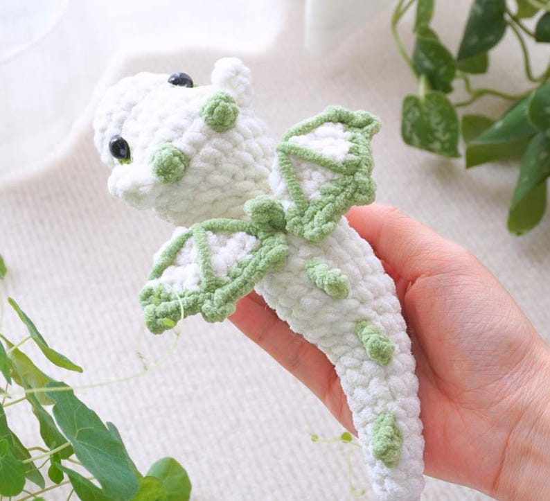 Emerald Frost Dragon Crochet Pattern, Cute Amigurumi Dragon PDF, Small ...