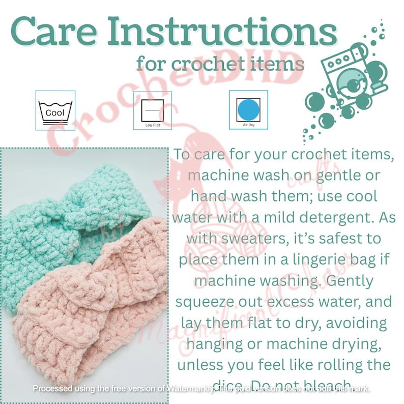 Crochet Care Instructions Printable: Washing Guide (digital Download ...