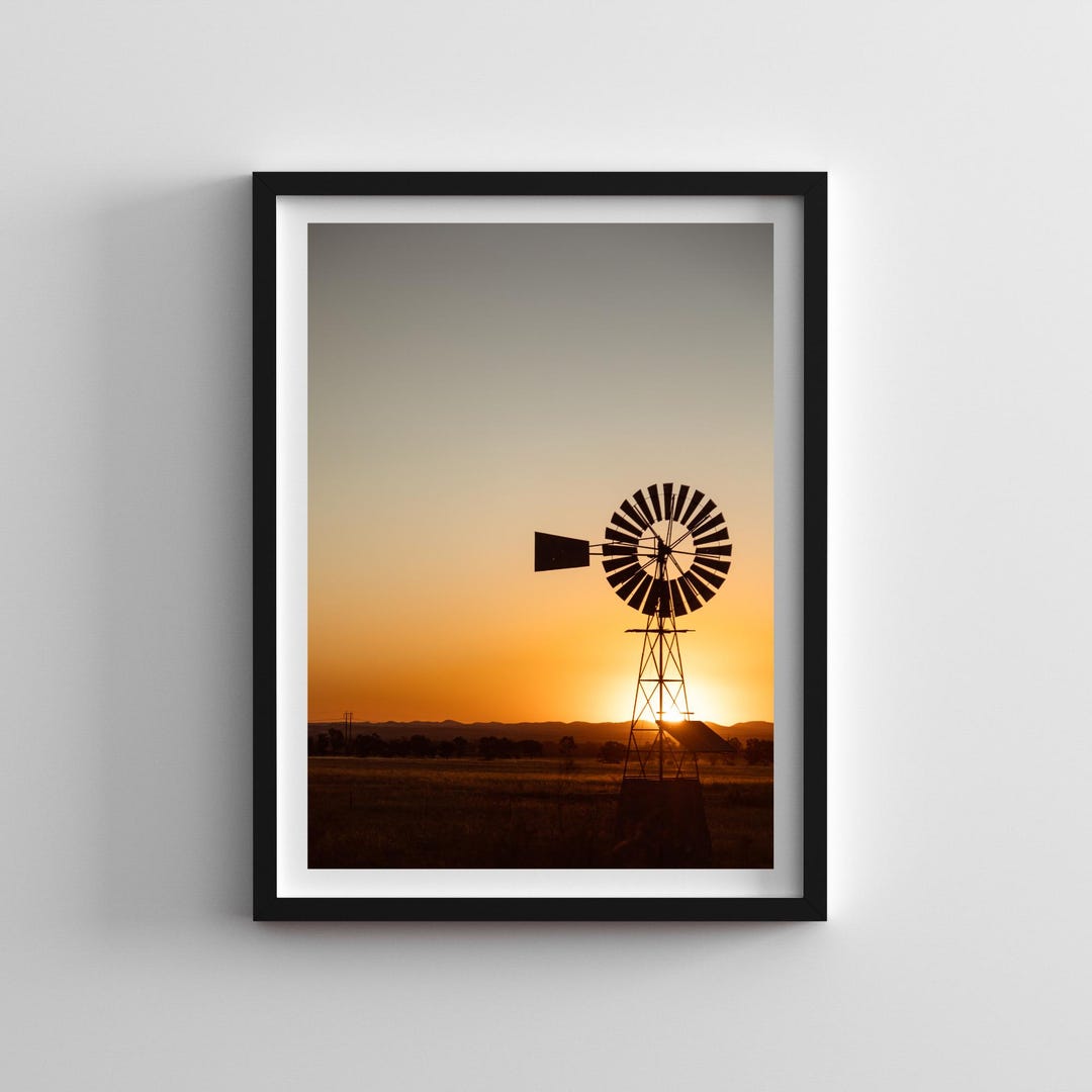 Sunset, Windmill Wall Art, Travel Poster, Sunset Print, Home Decor ...