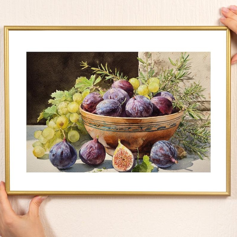 Figs & Grapes in Skin, Mediterranean Poster | Digital Download ...